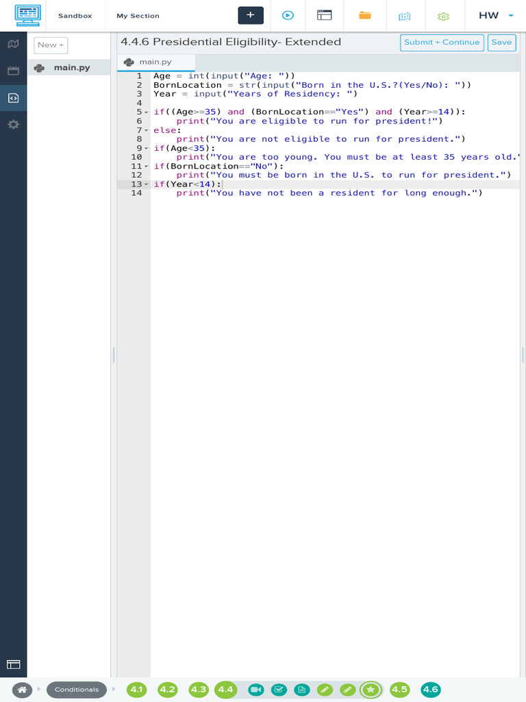 Presidential Eligibility- Extended CodeHS | PDF