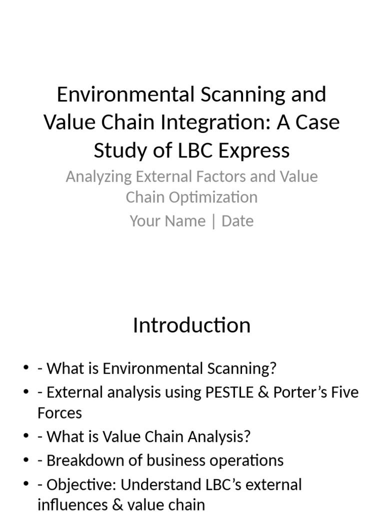 Output Environmental Scanning and Value Chain Analysis | PDF | Logistics | Value Chain