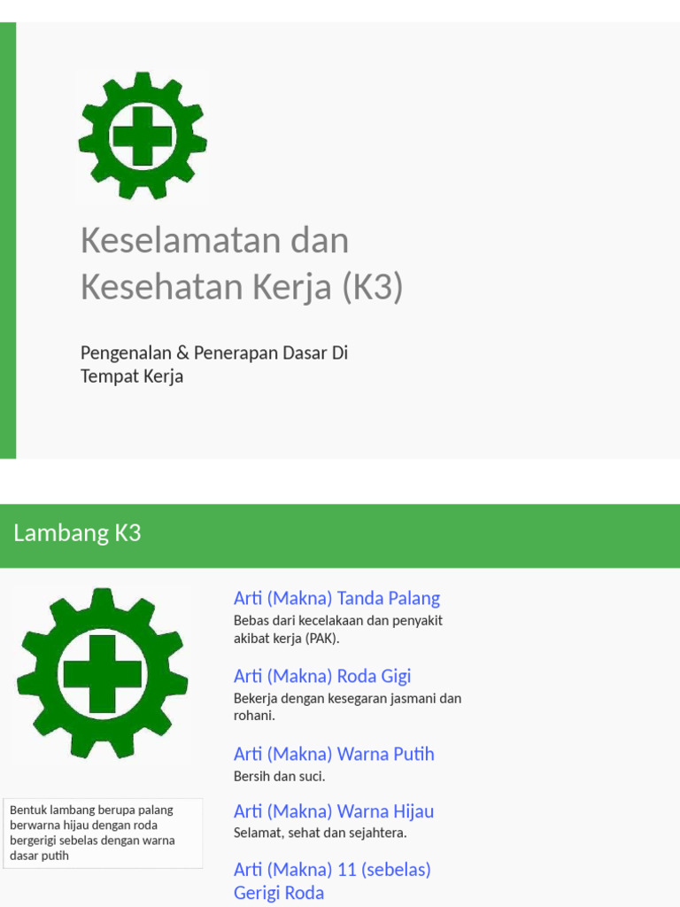 Presentasi Dasar Dasar Keselamatan Dan Kesehatan Kerja K3 | PDF