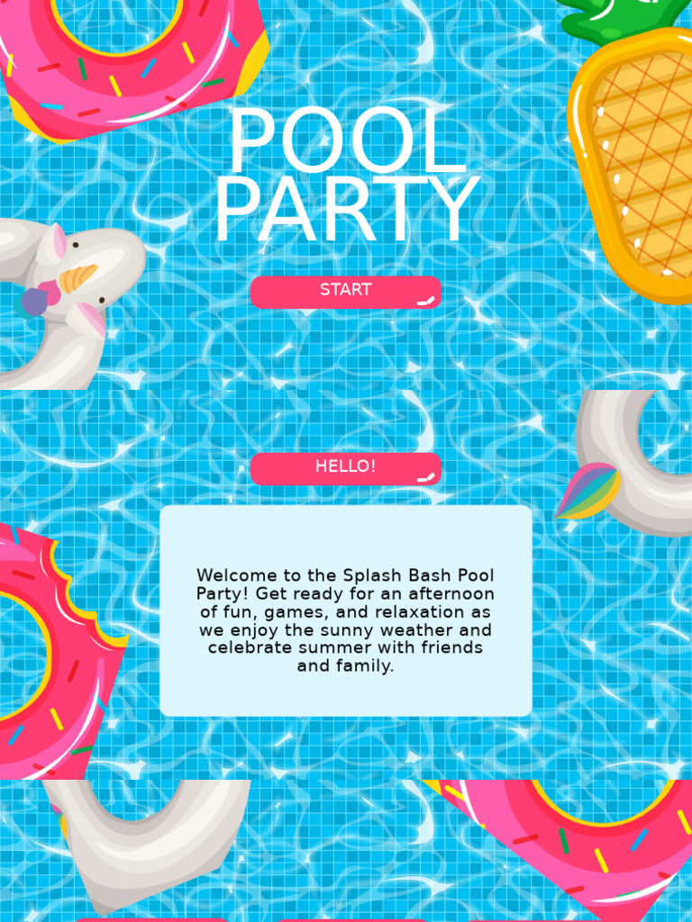 Blue Pink Fun Cute Tropical Pool Party Animated Game | PDF
