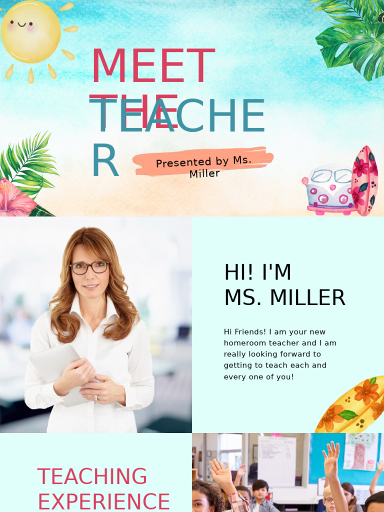 Blue Beach Themed Back To School Meet The Teacher | PDF