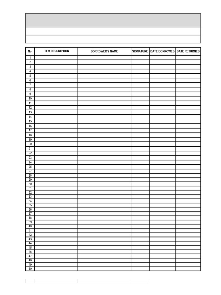 Borrowed Items List | PDF