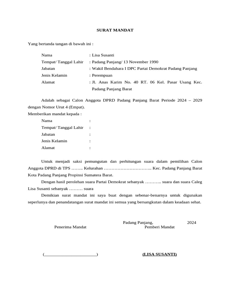Surat Mandat | PDF