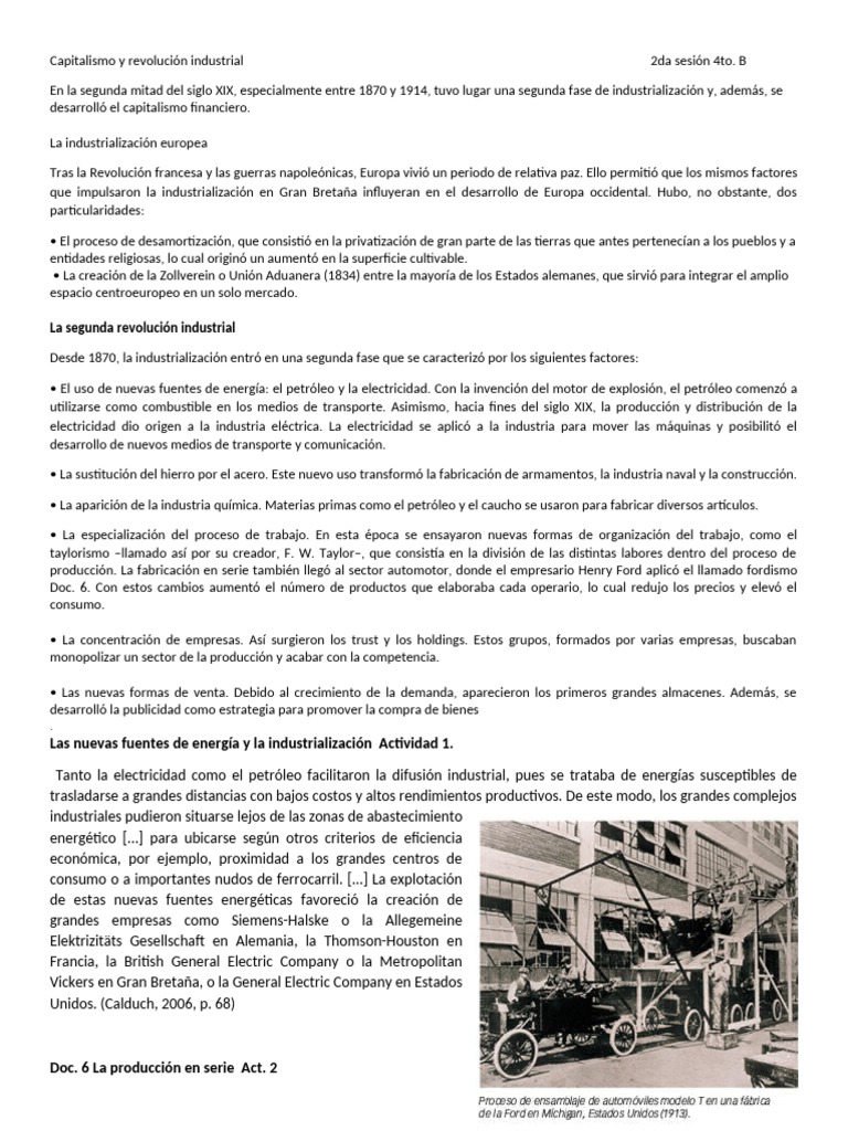 Capitalismo y Revolución Industrial 2da Sesión 4to | PDF | Revolución industrial | Capitalismo