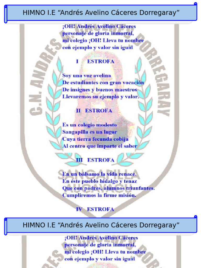 Himno Andres Avelino Caceres Dorregaray | PDF