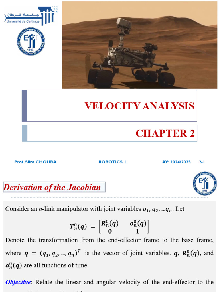 Chapter 2 (Robotics 1) 2024-2025 Ept | PDF | Velocity | Matrix (Mathematics)