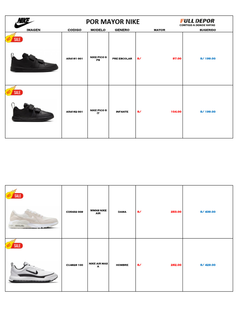 Mayor Nike Setiembre 2024-1 | PDF | Shoe | Nike