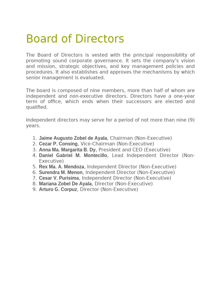 Board of Directors | PDF