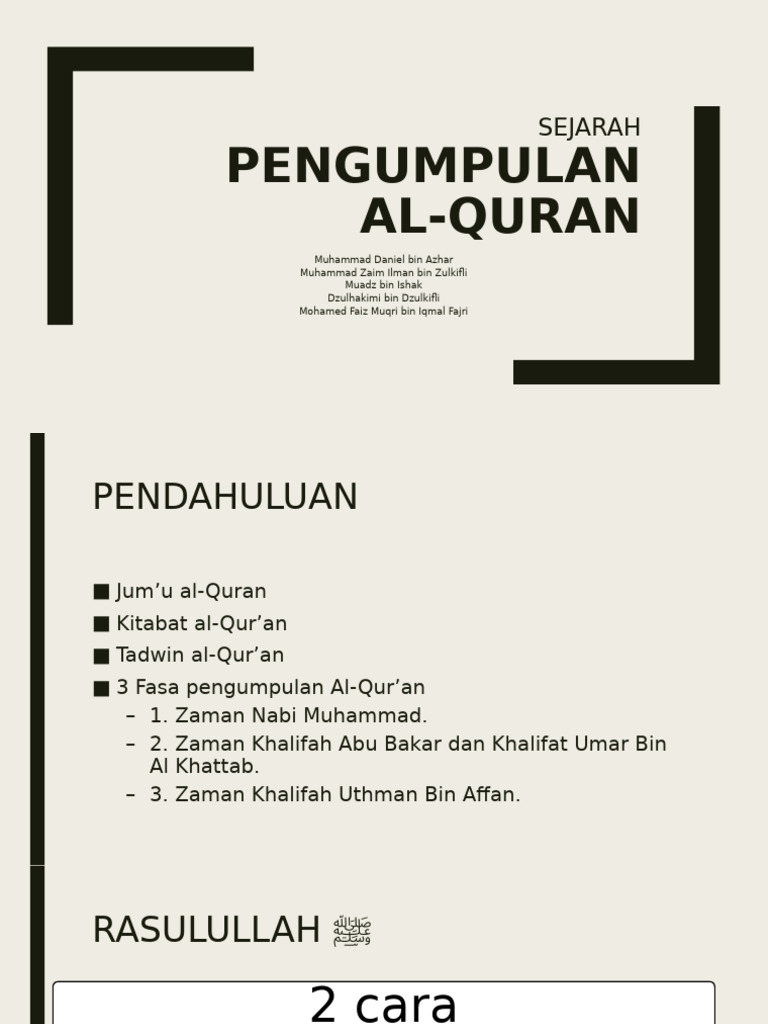 Sejarah Pengumpulan Al Quran Pdf