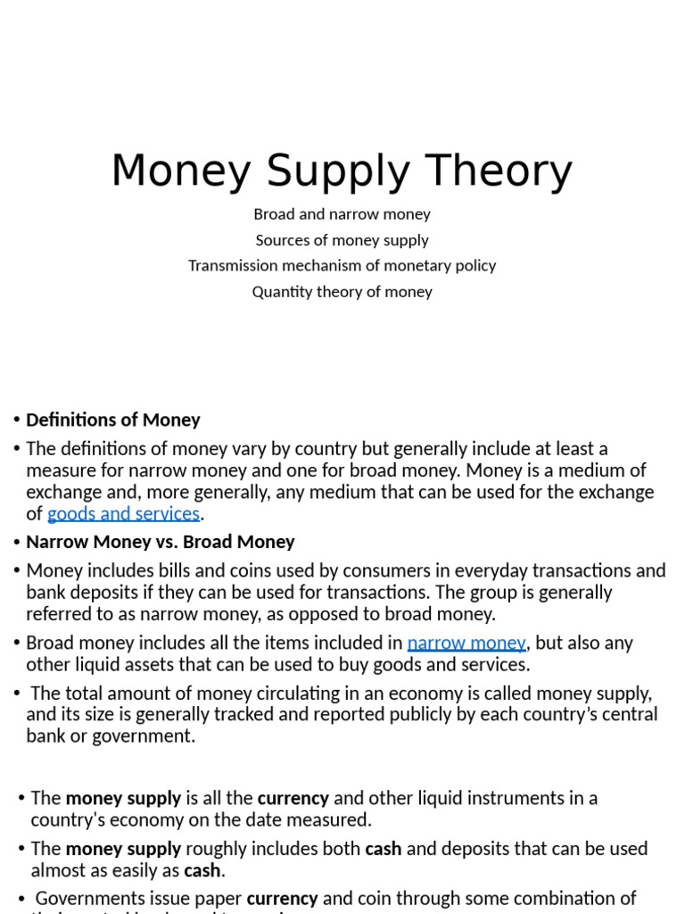 Understanding Money Supply Theory | PDF | Cost Of Living | Money Supply