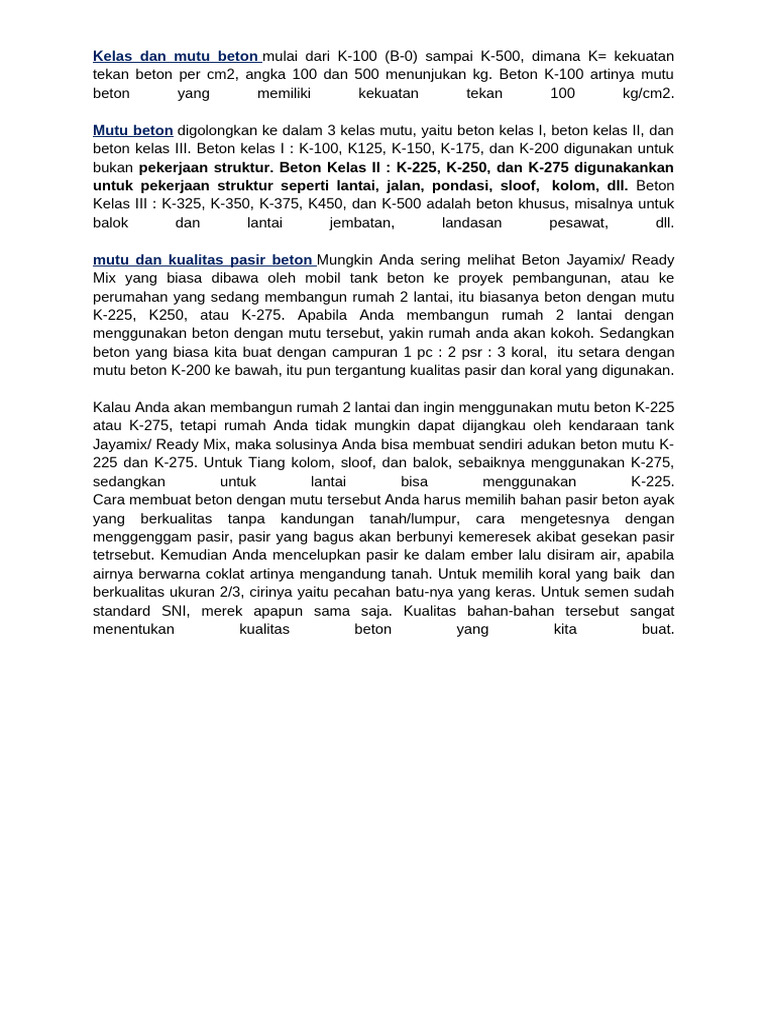 Kelas Dan Mutu Beton | PDF