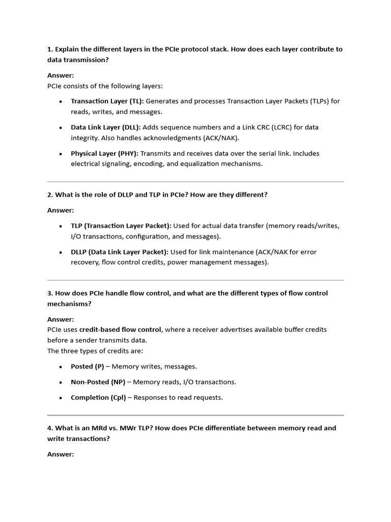 Pcie Interview Question Day3 | PDF | Transmission Control Protocol ...