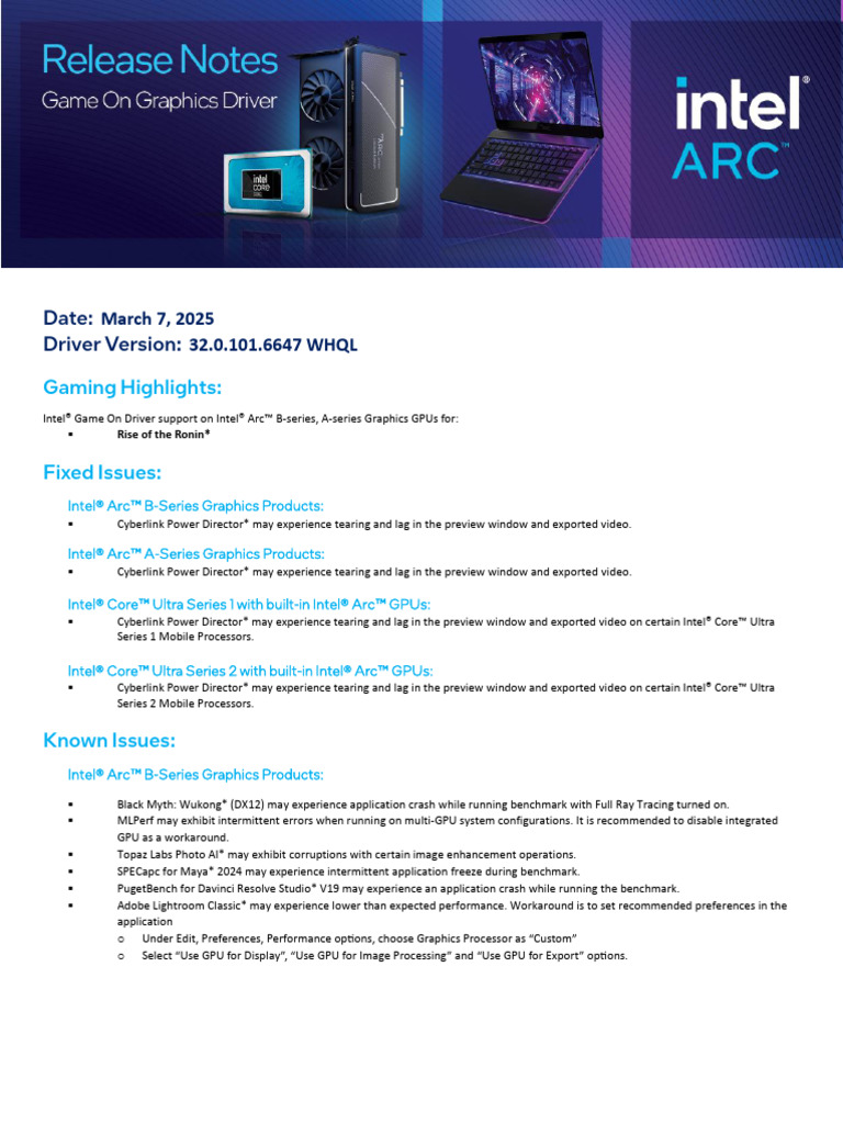 Intel Arc & Iris Xe Graphics v32.0.101.6647 | PDF | Graphics Processing ...