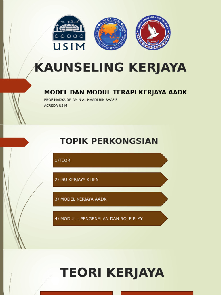24.8.2023 Slaid Kaunseling Kerjaya Aadk | PDF