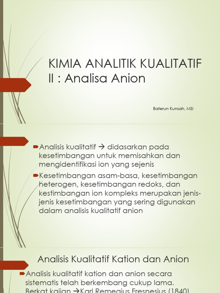 Analisis Kualitatif Anion dalam Kimia | PDF