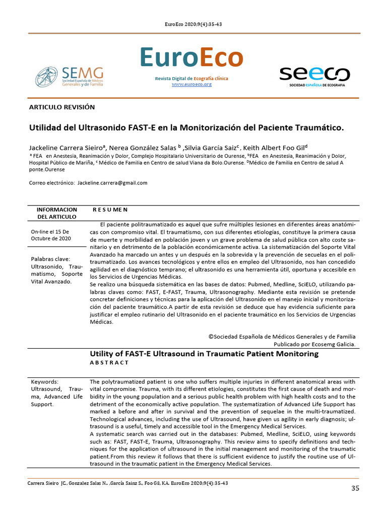 USG FAST | PDF | Ultrasonido médico | Emergencias Médicas