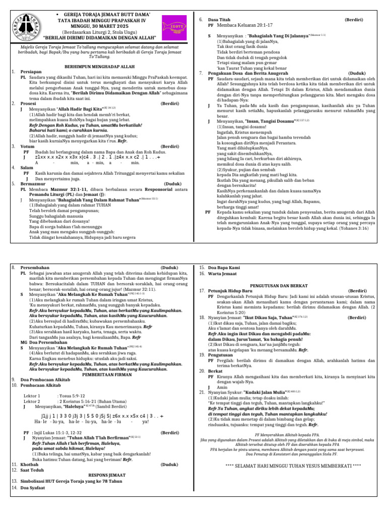Liturgi 30 Maret 2025 Lit 2 | PDF