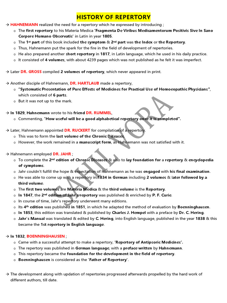 History & Evolution of Repertory | PDF | Homeopathy | Medicine
