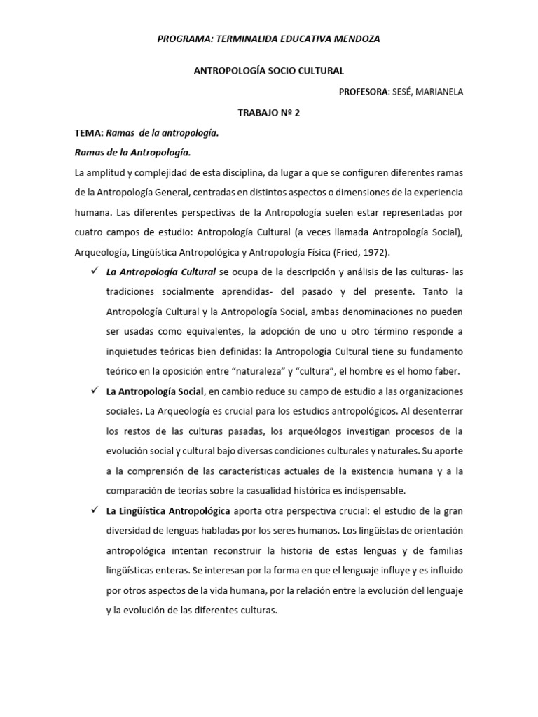 Actividad N°2 Antrop. Socio Cultural | PDF | Antropología | Lingüística