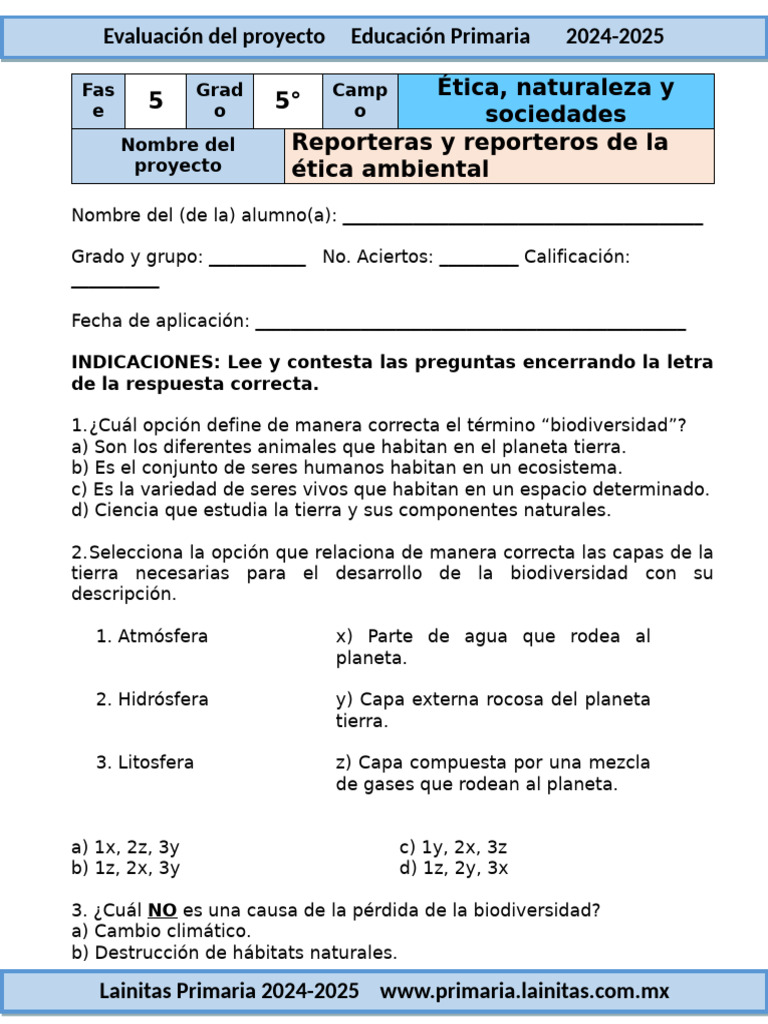 5to Grado Febrero - Examen 02 Reporteras y Reporteros de La Ética ...