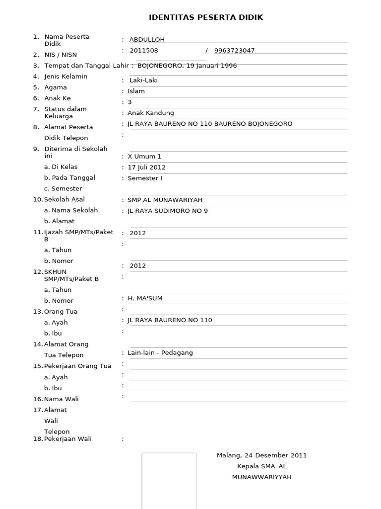 identitas-rapor | PDF