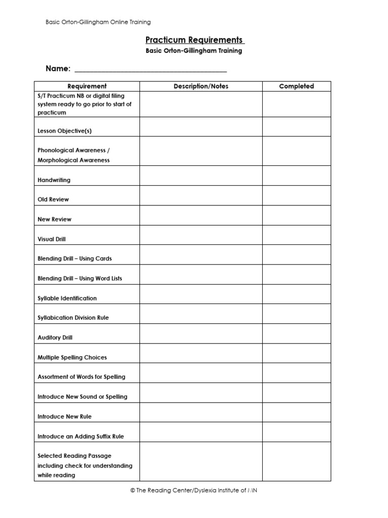 Practicum Requirements - BOL | PDF