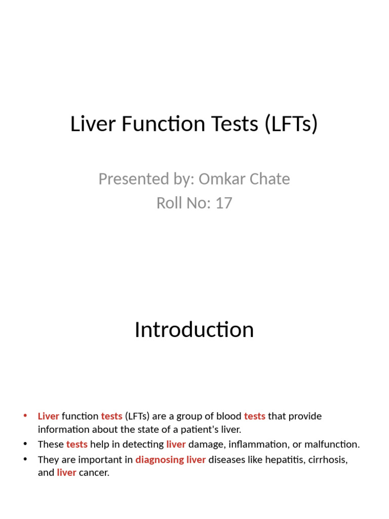 Overview of Liver Function Tests (LFTs) | PDF