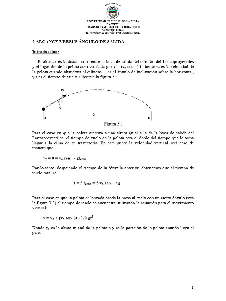 L2 C Alcance Versus Ángulo de Salida | PDF | Papel | Velocidad