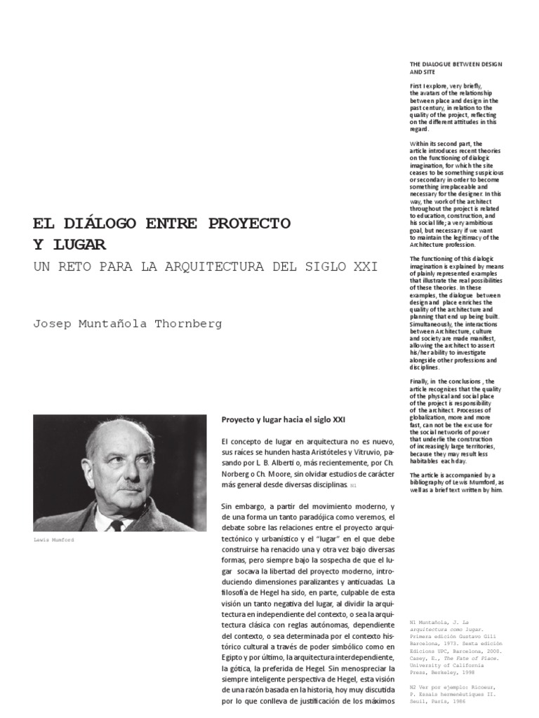 Dialogo Entre Proyecto y Lugar | PDF