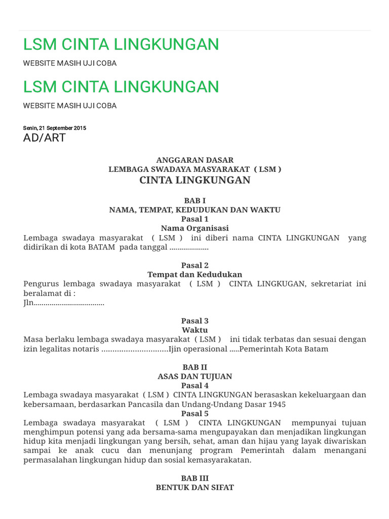 LSM Cinta Lingkungan - Ad - Art | PDF