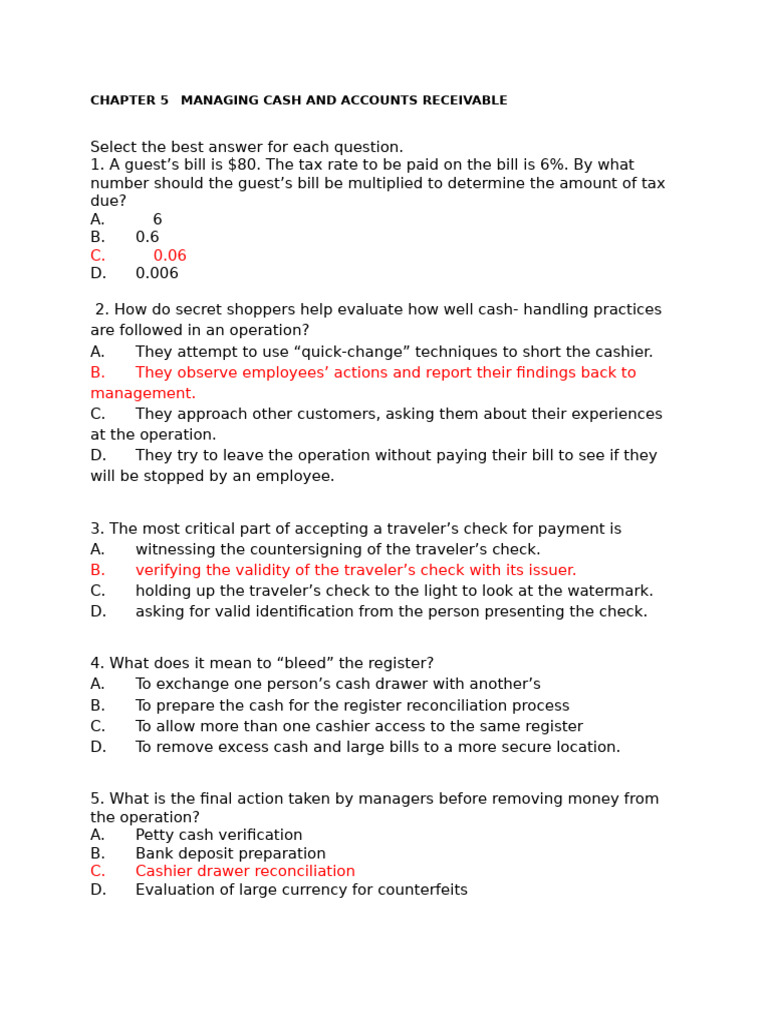 ASSIGNMENT 101CHAPTER 5 Managing Cash and Accounts Receivable | PDF ...