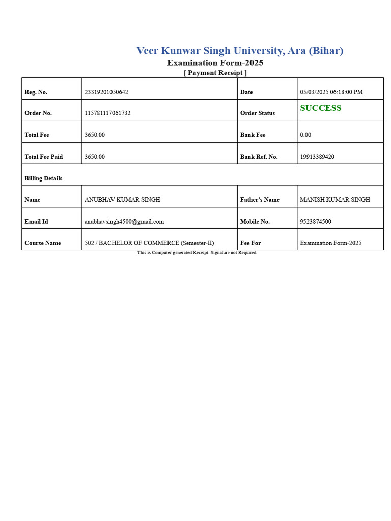 Veer Kunwar Singh Universit1 | PDF