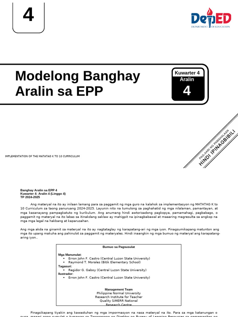 Q4_LE_EPP 4_Lesson 4_Week 4 | PDF