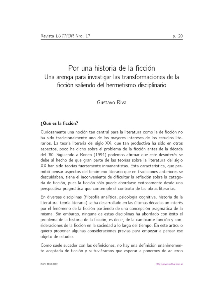 Por una historia de la ficción | PDF | Sociedad | Teoría