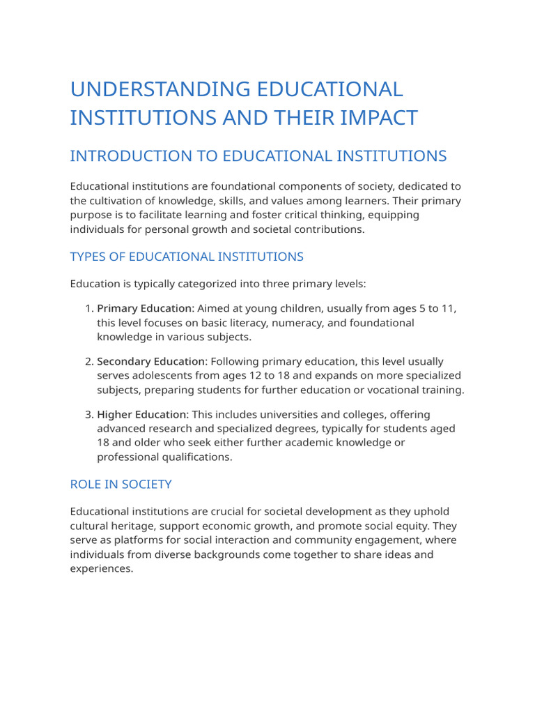 Understanding Educational Institutions and Their Impact | PDF ...