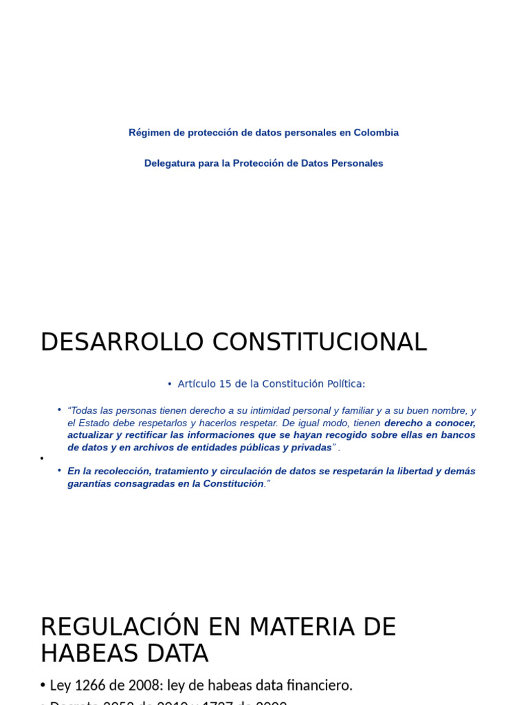 Régimen de Protección de Datos Personales en Colombia | PDF