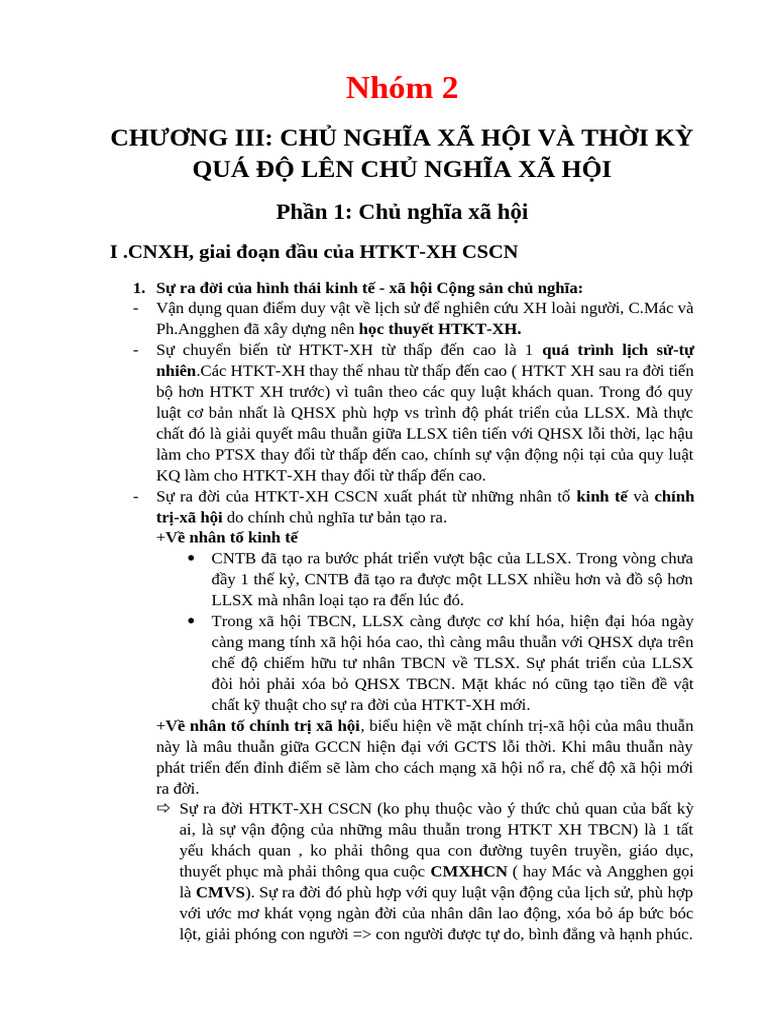 CNXHKH Nhom2 Chuong3 CNXH-1-1 | PDF