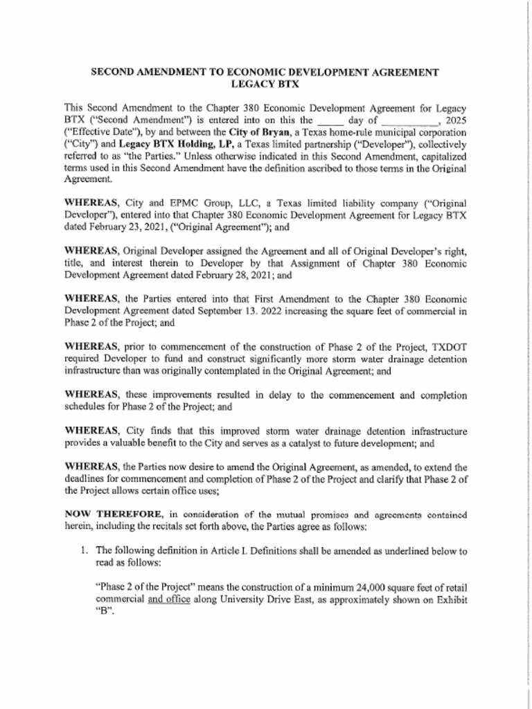 Second Amendment To Chapter 380 For Legacy BTX | PDF