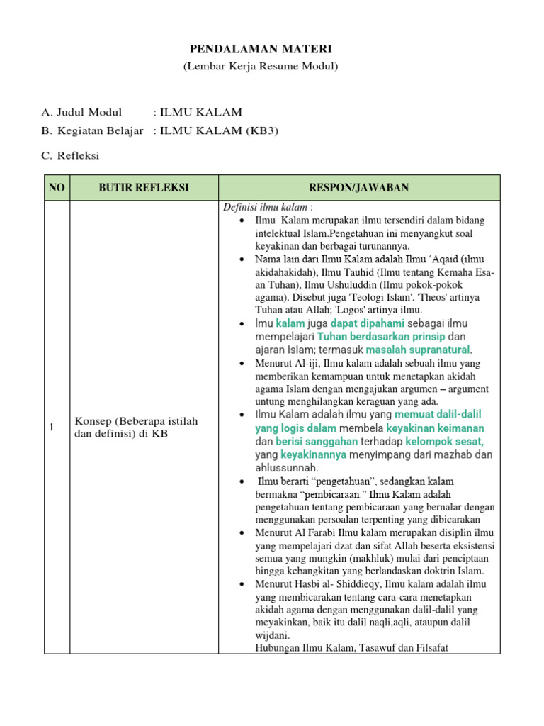 Lembar Kerja Resume Modul A Judul Modul | PDF