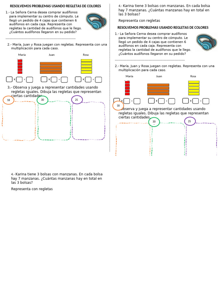 Resolvemos Problemas Con Regletas. | PDF