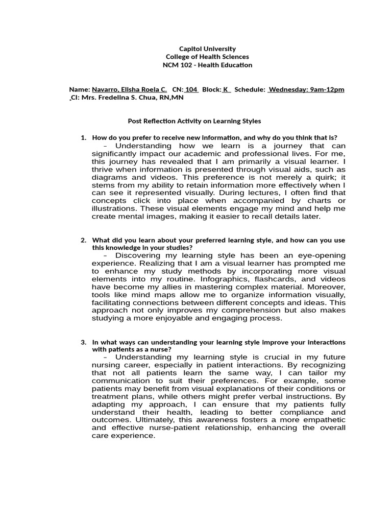 Visual Learning in Nursing Education | PDF | Learning Styles | Learning