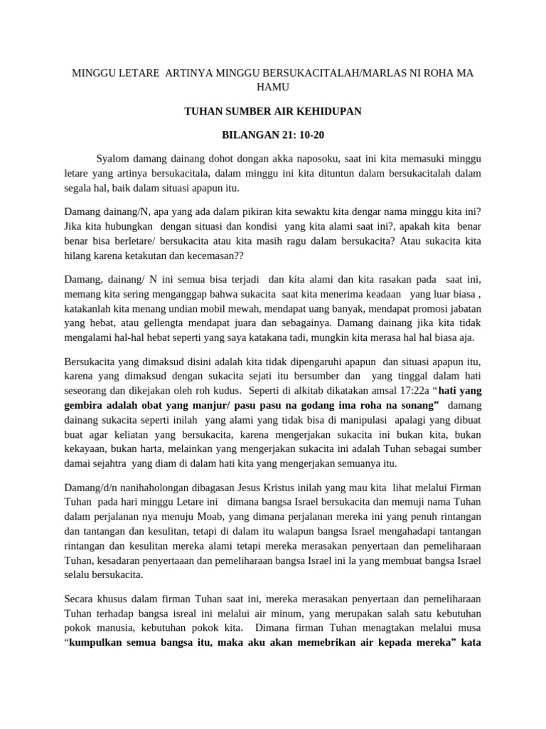 MINGGU LETARE 30 MARET 2025 (1) | PDF