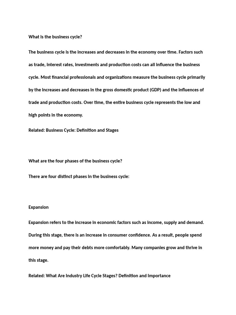 Understanding the Business Cycle Phases | PDF | Recession | Business Cycle