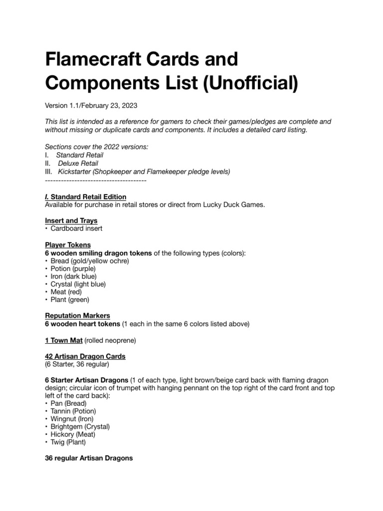 Flamecraft Cards Components v1.1 | PDF