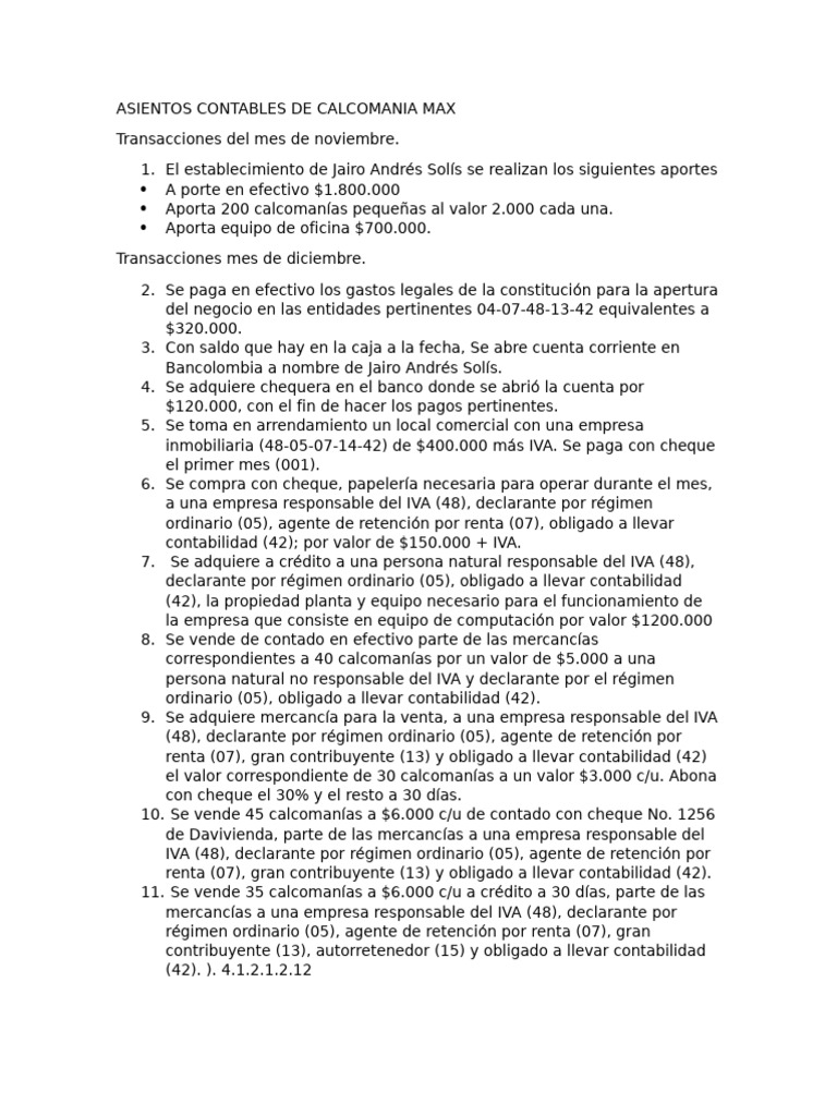 Asientos Contables de Calcomania Max | PDF | Contabilidad | Impuesto al valor agregado