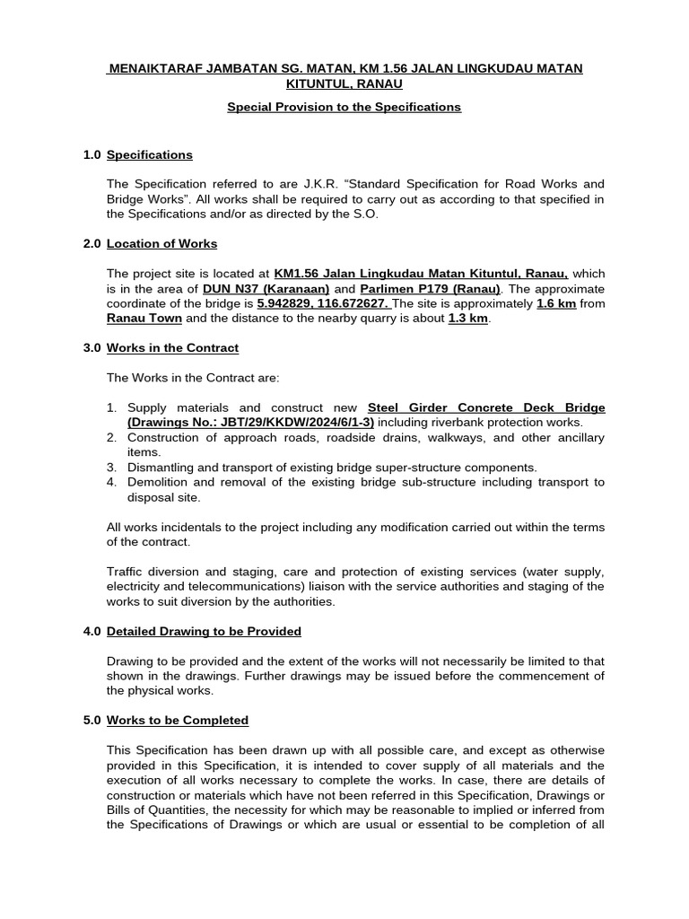 07 Special Provision To The Specification (Menaiktaraf Jambatan Sg ...