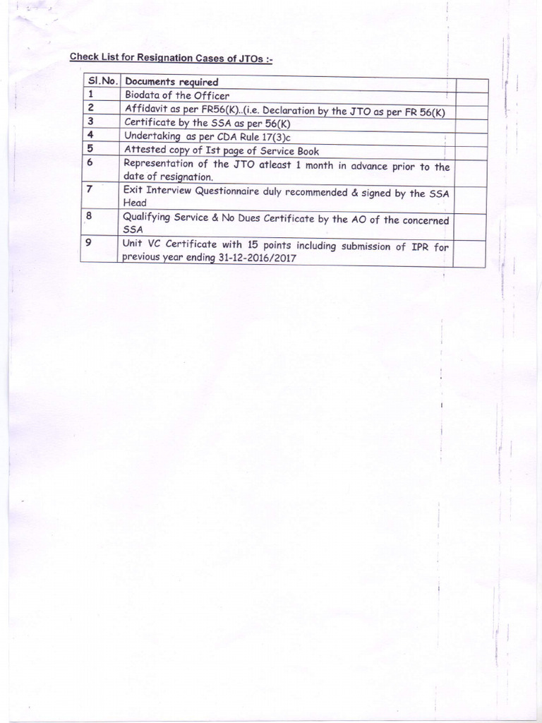 Check List For Resignation | PDF