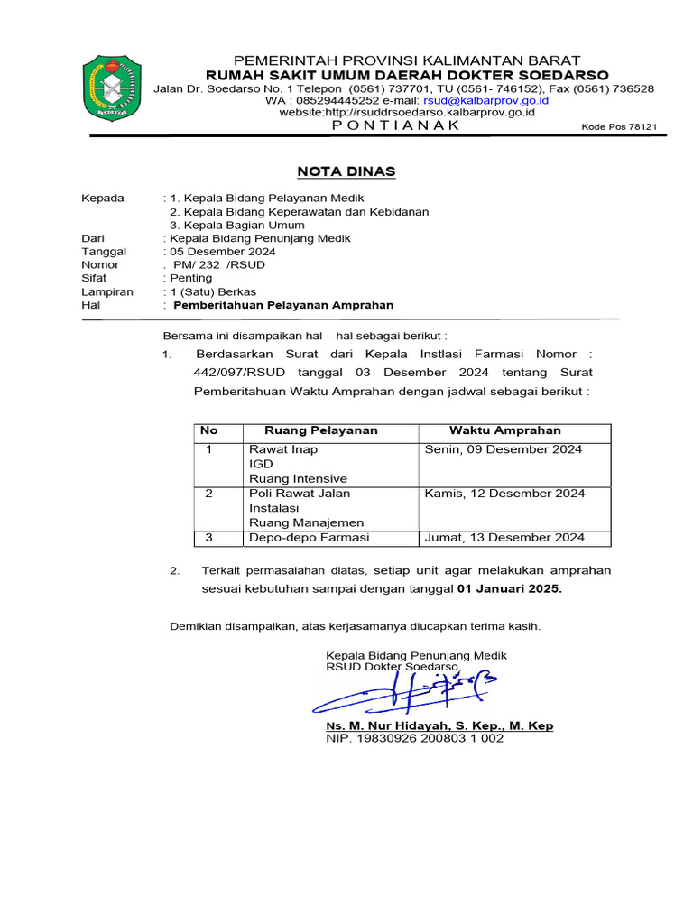 Pemberitahuan Jadwal Amprahan | PDF