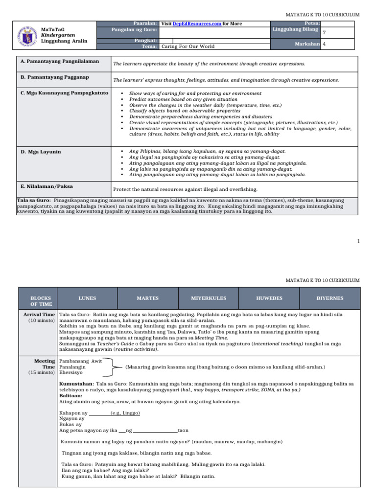 DLL Kindergarten Q4 W7 | PDF