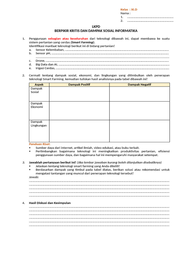 LKPD DSI Kelas XI | PDF